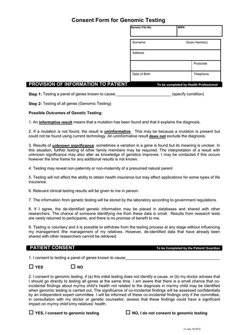 Nsw Health Genetic Test Consent Form At Winnie Norris Blog