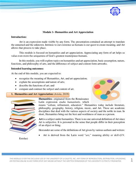 Module 1 Lecture Notes This Module Is For The Exclusive Use Of The University Of La Salette