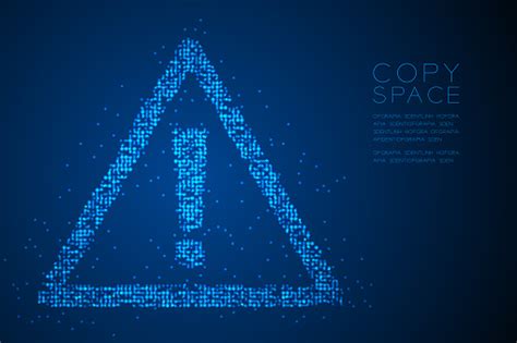 추상적인 기하학적 Bokeh 서클 도트 픽셀 패턴 주의 기호 삼각형 모양 안전 첫 번째 컨셉 디자인 블루 블루 그라데이션 배경