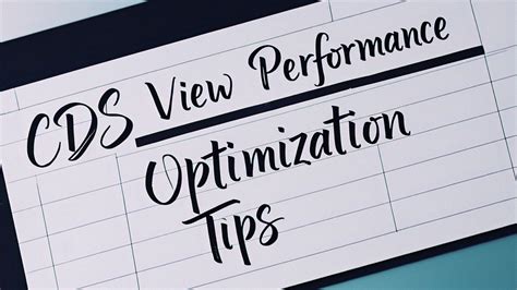 Cds View Performance Optimization Tips