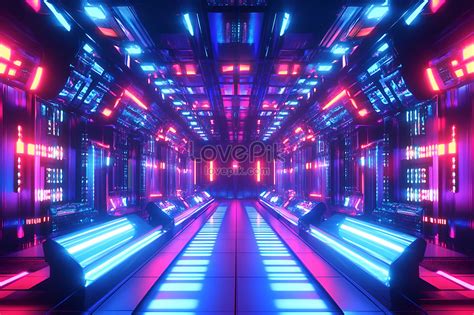 미래의 사이버 펑크 나이트 클럽