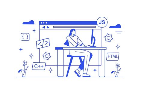 Premium Vector Programing Software Line Concept With People Scene In The Flat Cartoon Style A