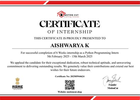 🚀 Excited To Share That Ive Successfully Completed A 6 Week Internship As A Python Programming
