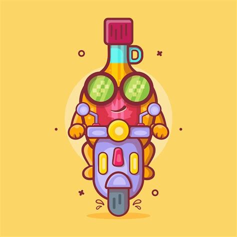 Premium Vector Maple Syrup Bottle Character Mascot Riding Scooter Motorcycle Isolated Cartoon