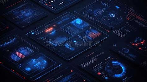 Futuristic Digital Interface Displays With Graphs Charts And Data