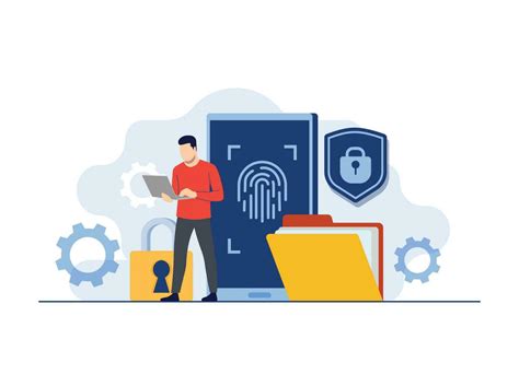 Biometric Authentication Concept Flat Illustration Data And Account Protection With Fingerprint