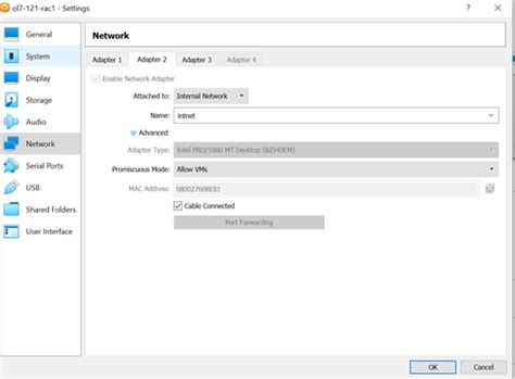 Network Adapter Setting For RAC Install On Oracle Virtual Machine DBATracker