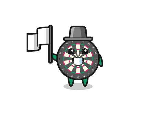 Premium Vector Cartoon Character Of Dart Board Holding A Flag