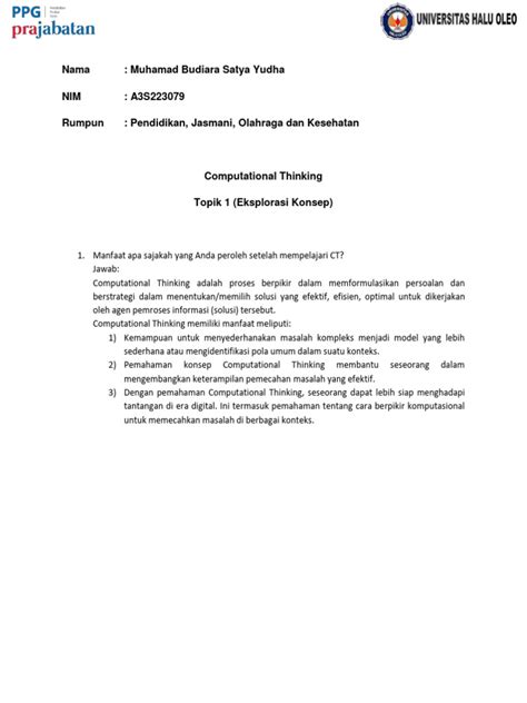 Computational Thinking Topik 1 Eksplorasi Konsep Pdf