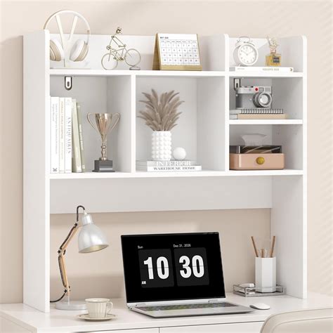 Funhukson Desk Hutch With 6 Shelves Desktop Bookshelf Organizer