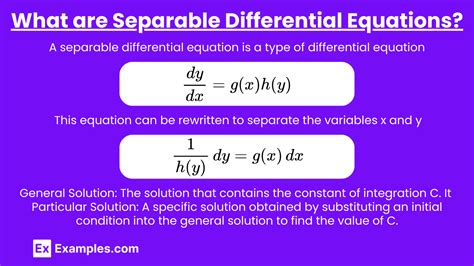 Unit Solving Separable Differential Equations To Find General And Particular Solutions