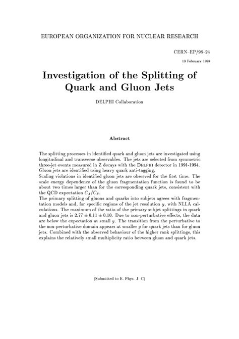 Pdf Investigation Of The Splitting Of Quark And Gluon Jets Achille