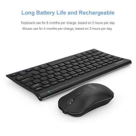 Arteck G Wireless Keyboard And Mouse Combo Ultra Compact Slim Stainless Full Size Keyboard