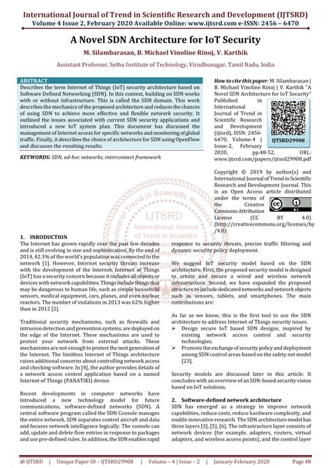 pdf a novel sdn architecture for iot security