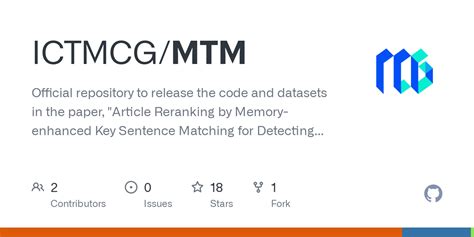 GitHub ICTMCG MTM Official Repository To Release The Code And Datasets In The Paper Article