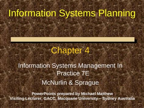 Ppt Information Systems Planning Chapter 4 Information Systems