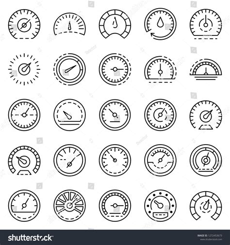 Speedometer Control Icon Set Outline Set เวกเตอร์สต็อก ปลอดค่าลิขสิทธิ์ 1272453673