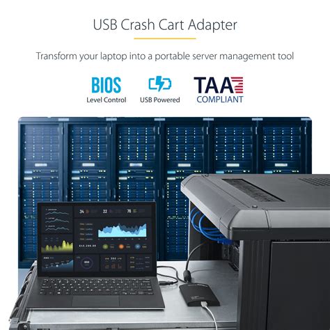 StarTech Com Portable Laptop Crash Cart Adapter For Server Management Compact KVM Console TAA