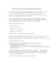 Sample Exam 2 Solution On Programming Language CSCE 4430 EXAM 2