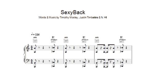 Sexyback Piano Vocal And Guitar Chords Print Sheet Music Now