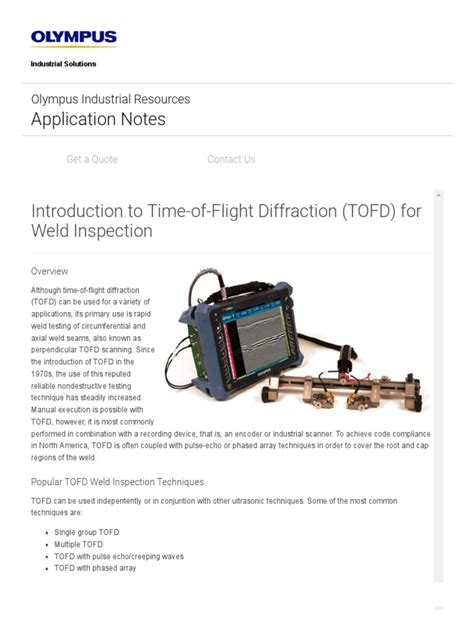 Introduction To Time Of Flight Diffraction Tofd For Weld Inspection Pdf