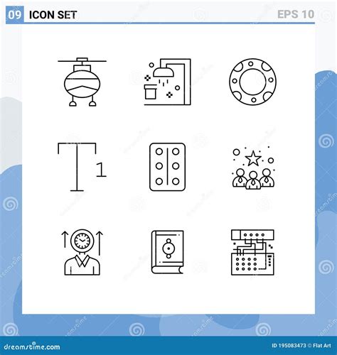 Modern Set Of 9 Outlines And Symbols Such As Candidates Tablets