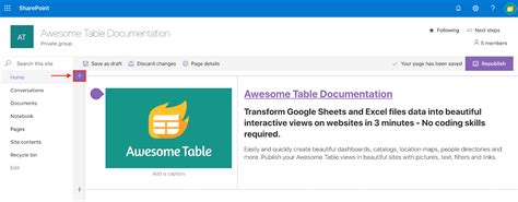 Embed Awesome Table In Sharepoint Documentation — Awesome Table Support