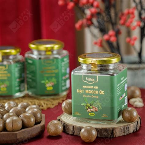 Hạt macca Úc Suffifoods hũ thủy tinh vuông 250g