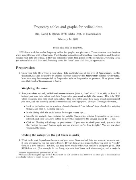 Fillable Online Frequency Tables And Graphs For Ordinal Data Fax Email Print Pdffiller