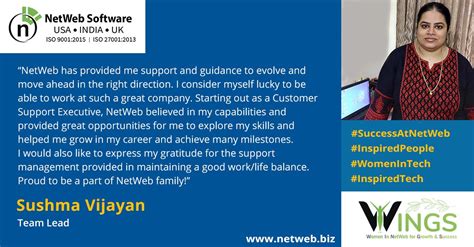 Netweb Software On Linkedin Netweb Womenintech Leadership Bestplacetowork Wings Inspiredtech