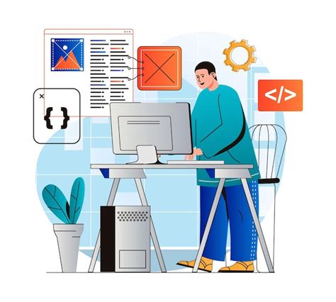 premium vector programming working concept in modern flat design developer programs in