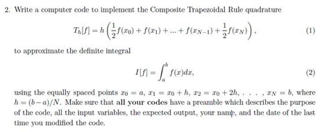 Solved Write A Computer Code To Implement The Composite Chegg