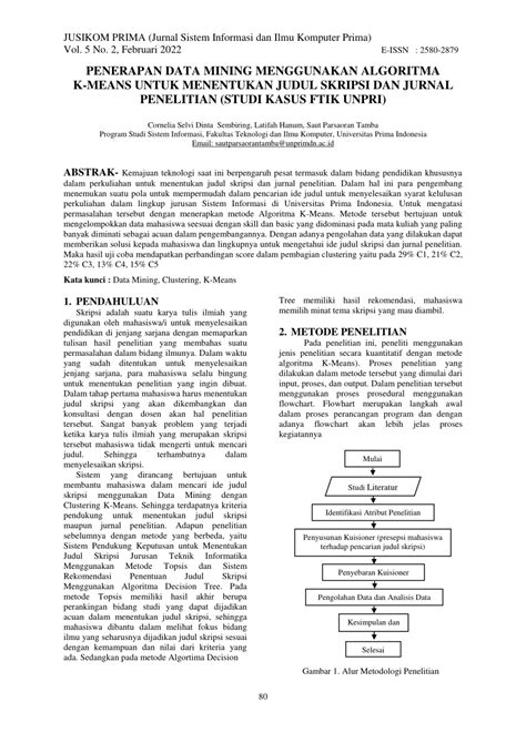 Pdf Penerapan Data Mining Menggunakan Algoritma K Means Untuk Menentukan Judul Skripsi Dan
