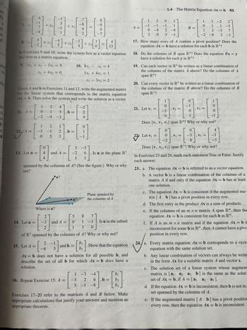 Answered 13 Let u A 4 and 4 28 1 1 6 Is u in the plane R³