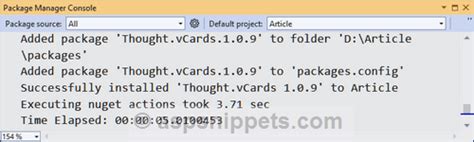 Install Thoughtvcards Nuget Package