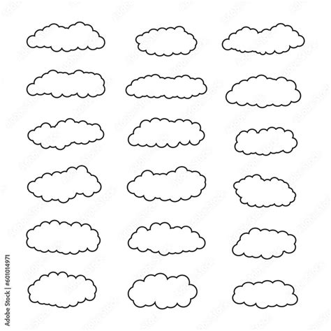 Weather Icon Clouds Vector Bundle Sky Clouds Clipart Black And White