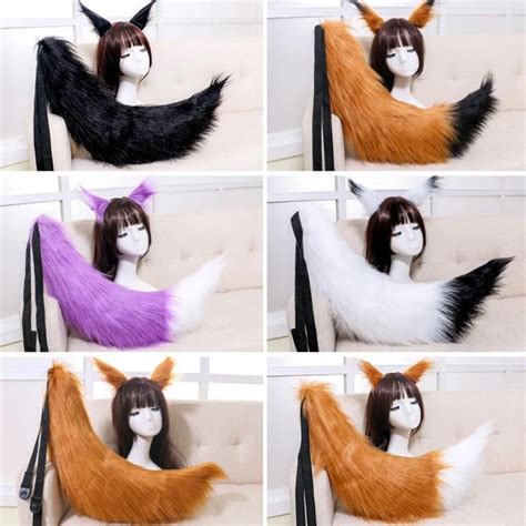 섹시한 여자 사랑스러운 로리타 고양이 여우 머리띠 꼬리 머리 장식 봉제 귀 꼬리 애니메이션 코스프레 소품의상 액세서리