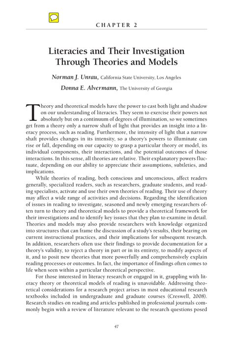 Pdf Literacies And Their Investigation Through Theories And Models