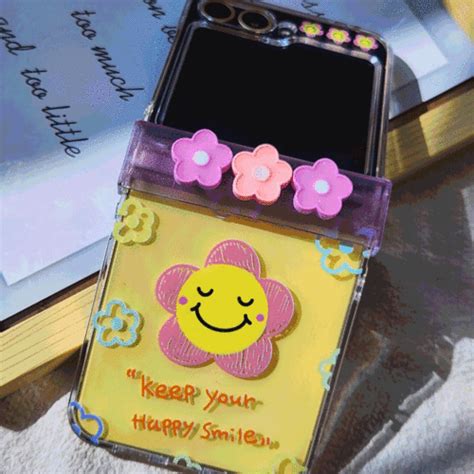 뿌잉몰 갤럭시z플립 스마일 플라워 하드케이스 스타일리시한 보호