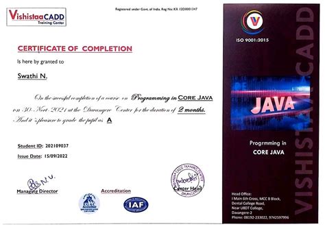 Swathi N On Linkedin Completed Core Java Programming From Vishistaacadd Training Center