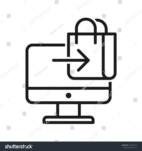 Shopping Online Icon Stroke Outline Style Stock Vector Royalty Free