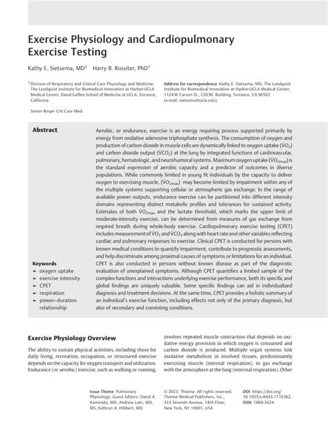 Exercise Physiology And Cardiopulmonary Exercise Testing Pdf Skeletal Muscle Lactic Acid