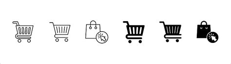 온라인 쇼핑 아이콘입니다 Marketplace 기호 온라인 상점 아이콘 세트입니다 아이콘 기호에는 상점 상점 트롤리 장바구니가 포함됩니다 벡터 일러스트 레이 션 고객에 대한