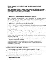 Infosec Learning Lab Docx Infosec Learning Lab Closing Ports And Unnecessary Services
