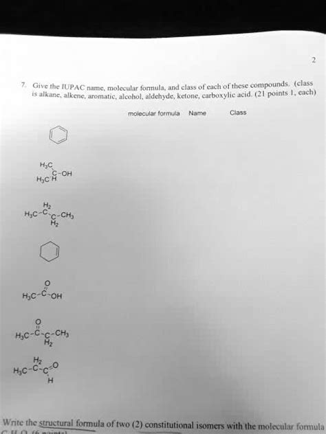 Solved Help Give The Iupac Name Molecular Formula And Class Of Each Of These Compounds