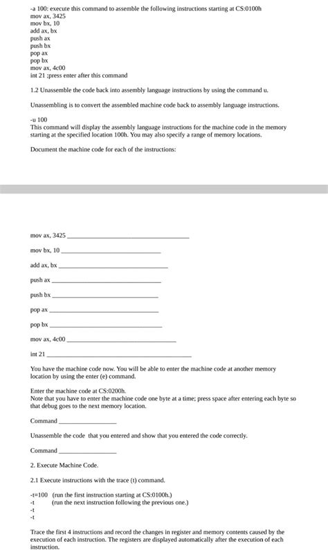 Solved A 100 Execute This Command To Assemble The