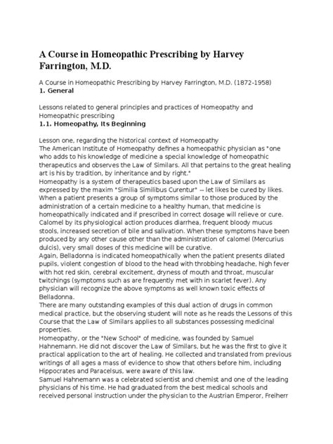 A Course In Homeopathic Prescribing By Harvey Farrington Pdf Homeopathy Pathology