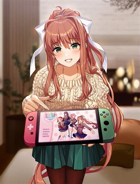 Monika Doki Doki Literature Club Drawn By Lucidsky Danbooru