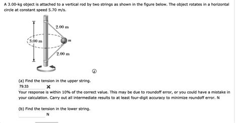A 300 Kg Object Is Attached To A Vertical Rod By Two Strings As Shown In The Figure Below The