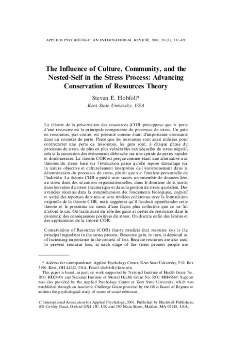 Pdf The Influence Of Culture Community And The Nested‐self In The Stress Process Advancing